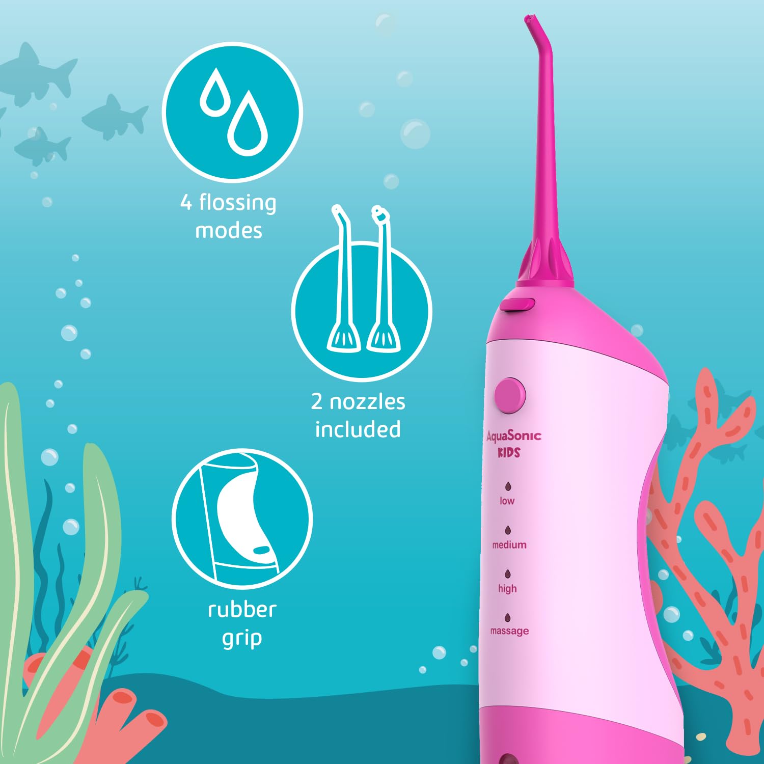 Snapklik.com : AquaSonic Kids Water Flosser For Ages 6+ Standard Nozzle ...