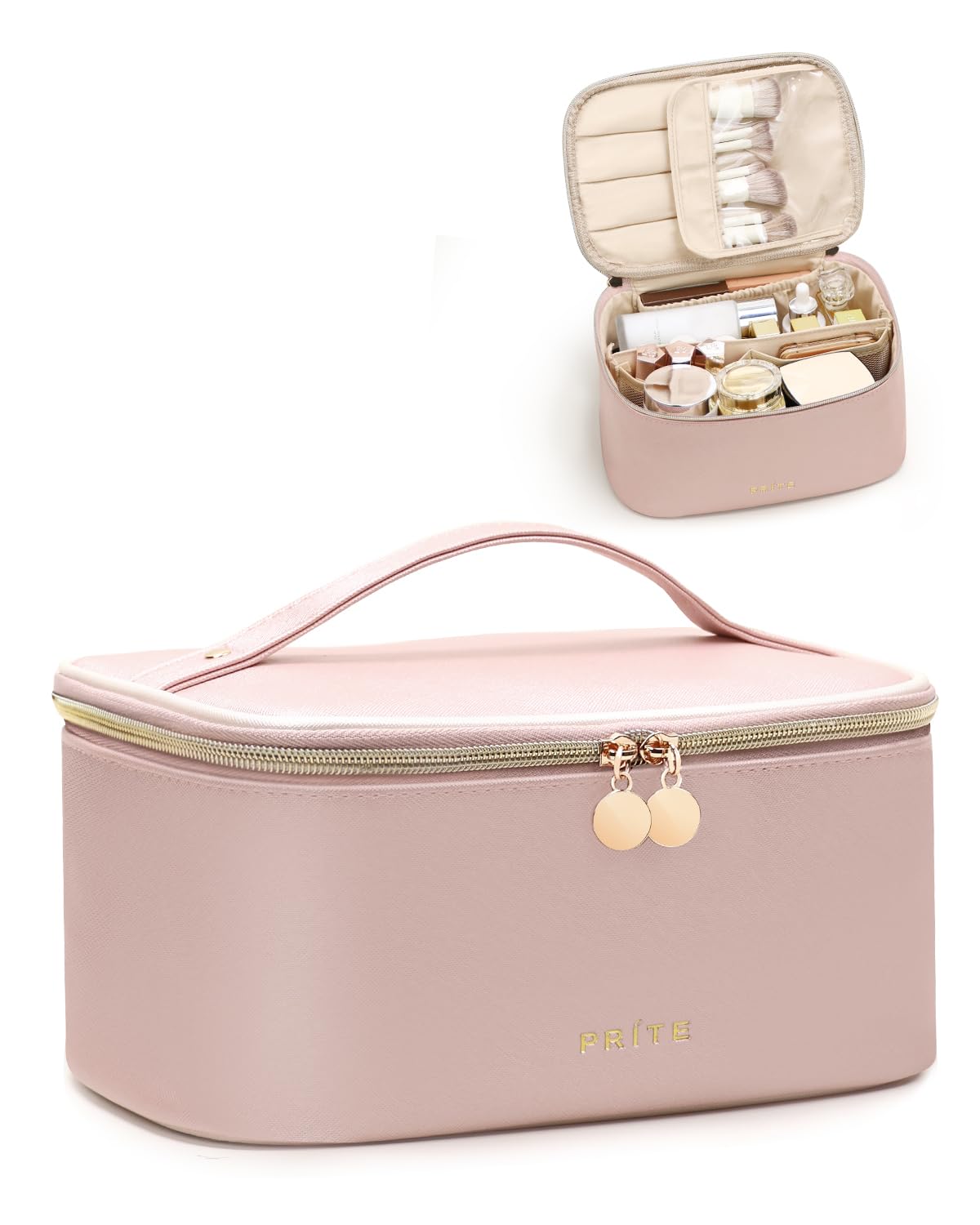 Amazon.com: Prite Makeup Bag, Large Capacity Portable Travel Cosmetic ...