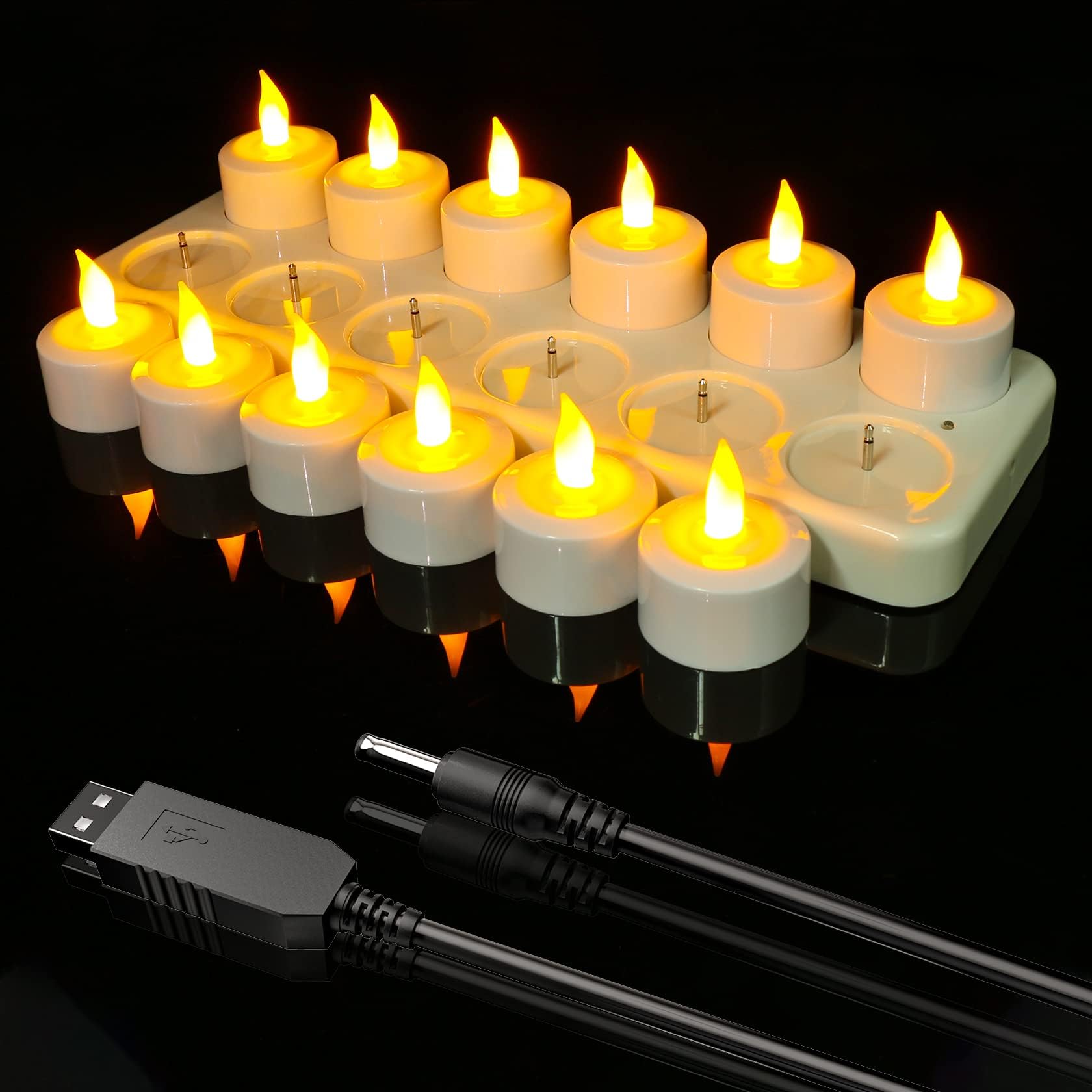Lot de 12 Bougie LED Rechargeable Bougie Électrique LED Flamme ...
