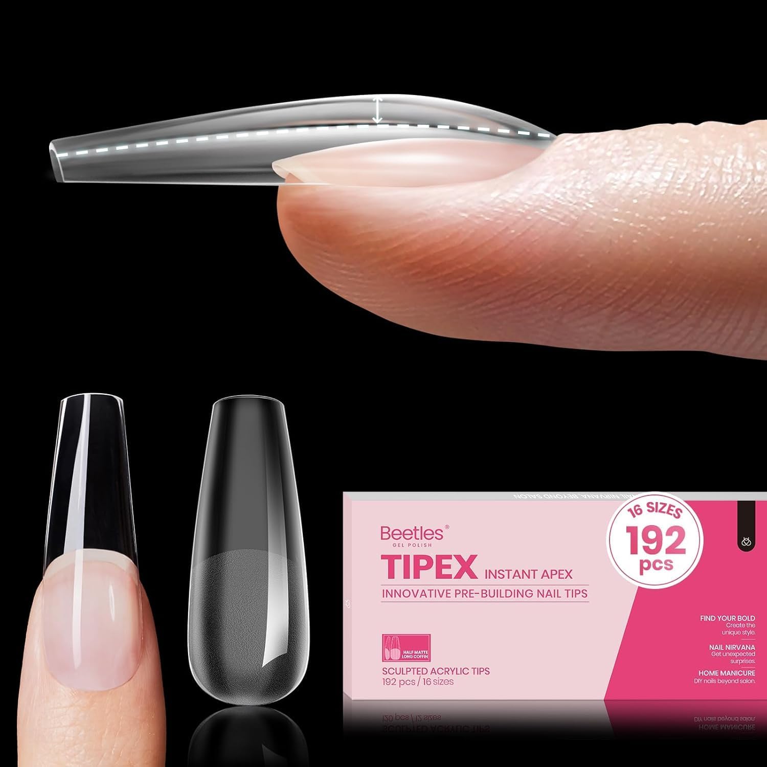 Beetles Tipex Instant Apex Nail Tips,120Pcs Pre-building & Pre-Etched ...