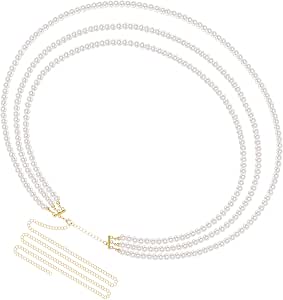 Amazon.com: Linkidea Plus Size Chain Belt for Women, 3 Layers White ...