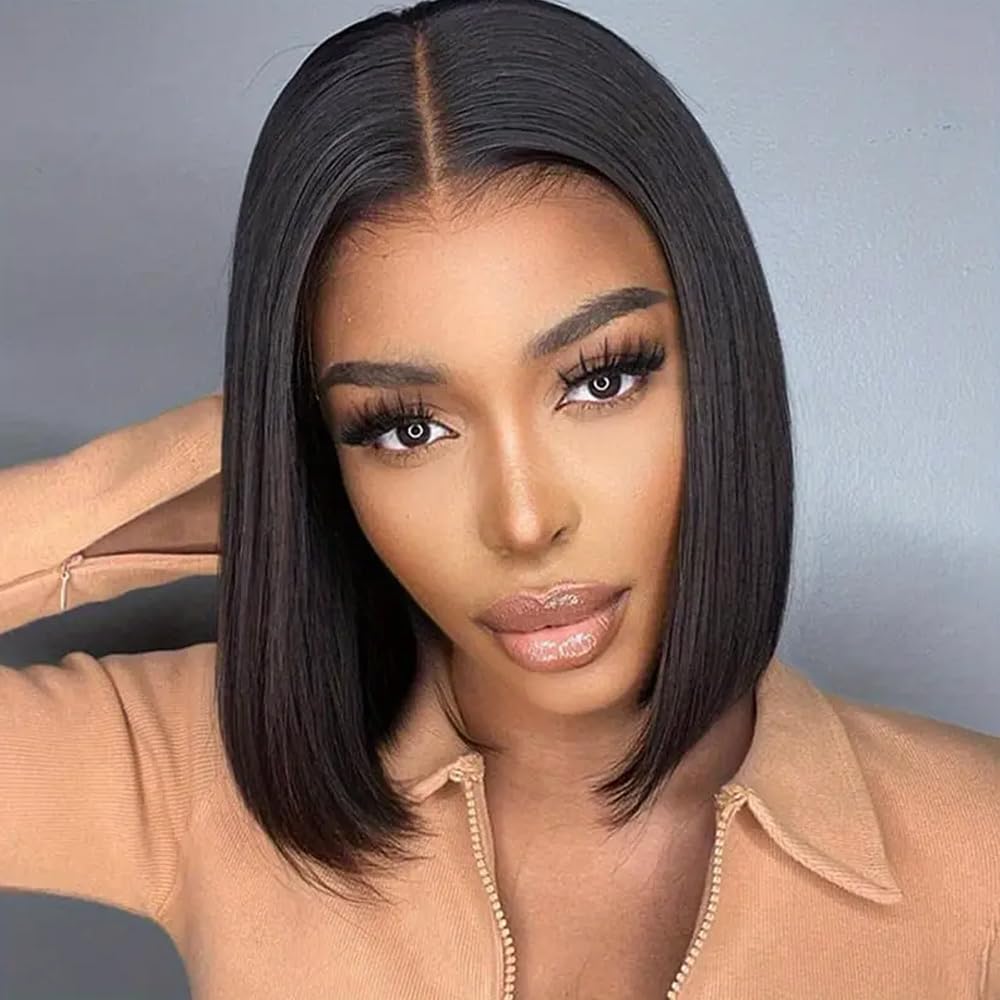 Amazon.com : Bob Wig Human Hair 13x4 Lace Front Bob Wigs Human Hair 180 ...