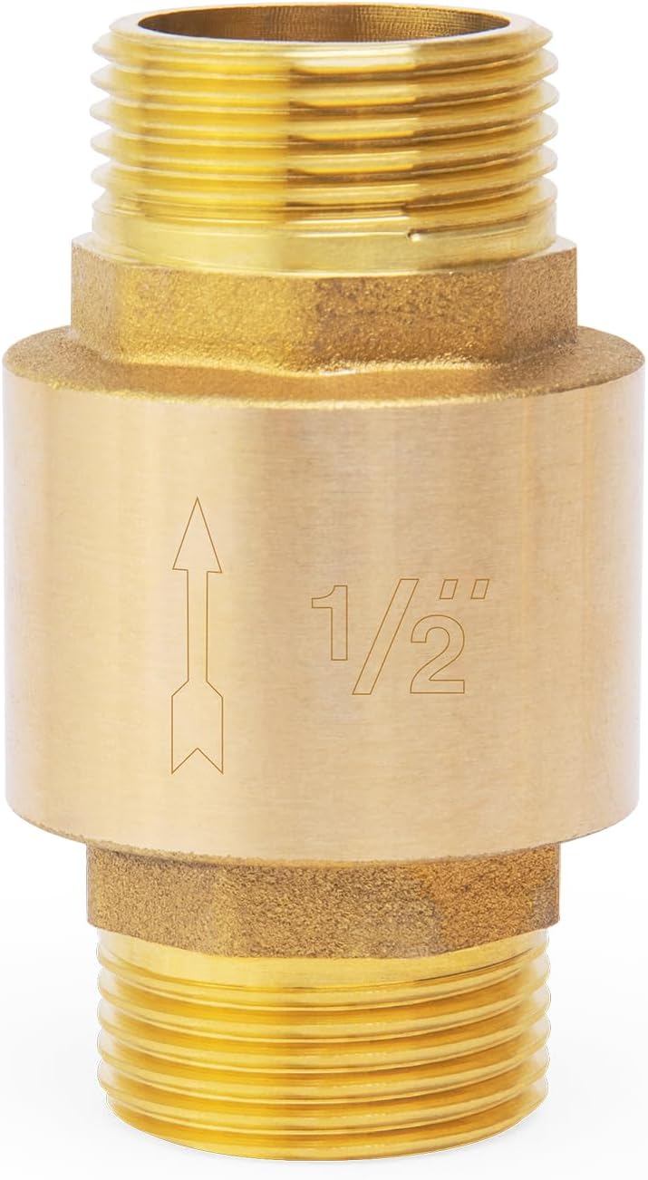 ChillWaves Brass In-Line Spring Check Valve DN15 1/2" Male Thread, One ...