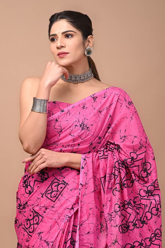 Buy TANVIYA Cotton MulMul Saree For Women's With Unstitched Blouse ...