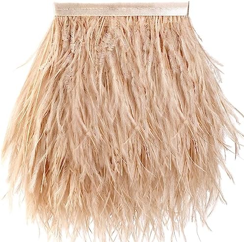 Amazon.com: Soarer Champagne Feathers Fringe Trim - 2Yards 5-7inch ...