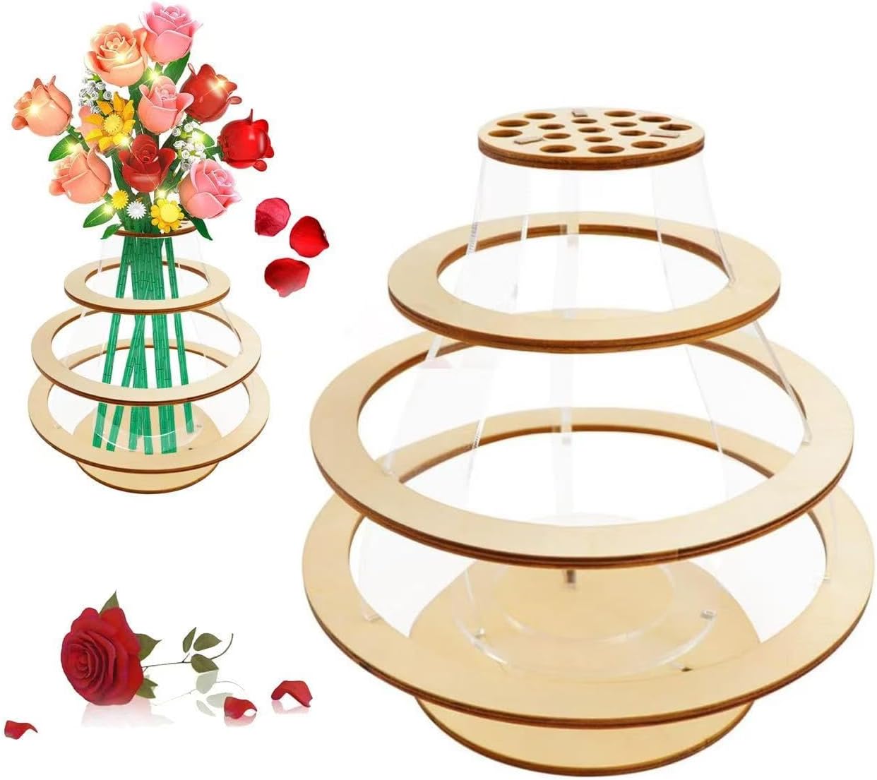 Amazon.com: Wooden Vase for Lego Flowers - Floating Rings Vase for Lego ...