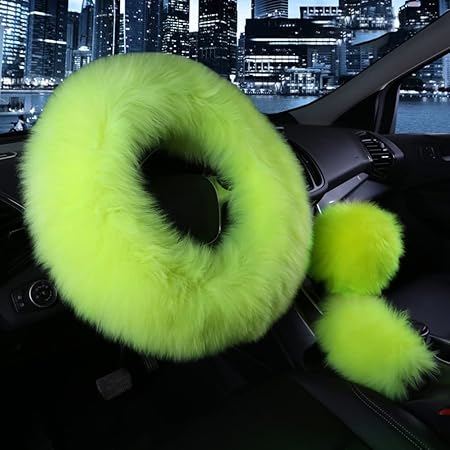 Amazon.com: Coume 9 Pcs Fluffy Car Accessories Set Soft Fur Fuzzy ...
