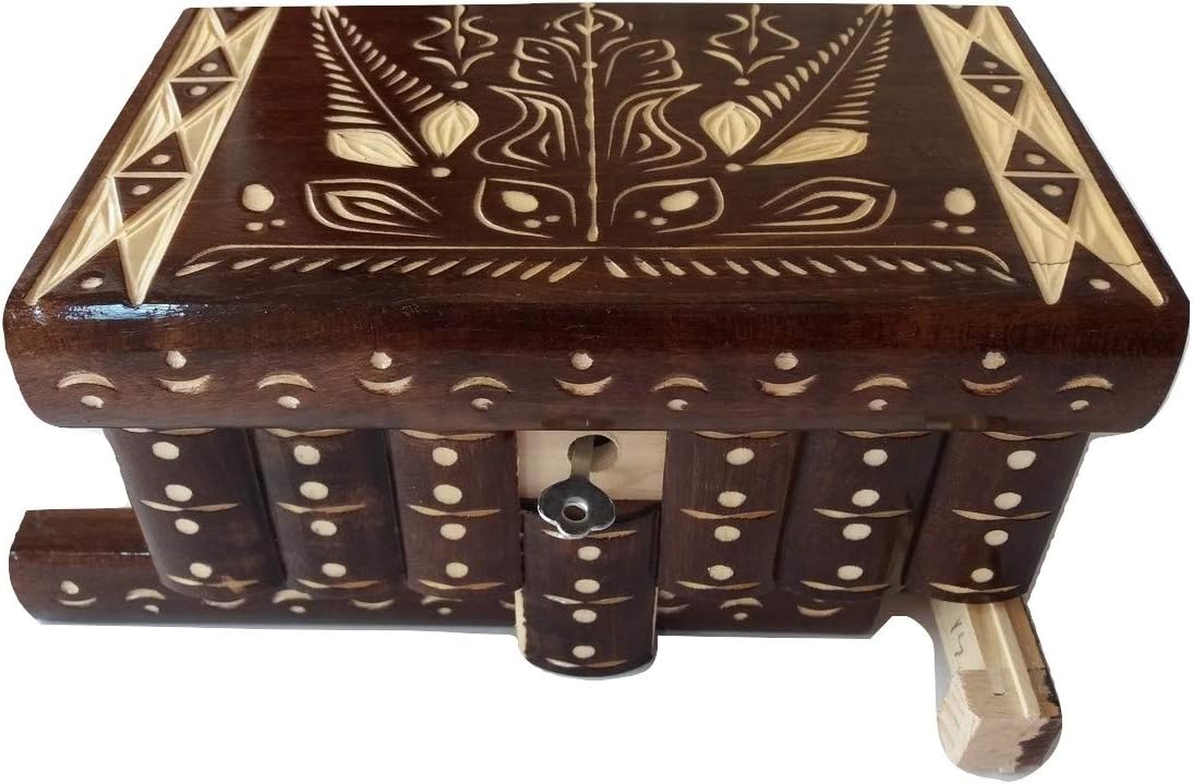 Big Wooden Magic Puzzle Box Secret Treasure Storage Beautiful Special ...