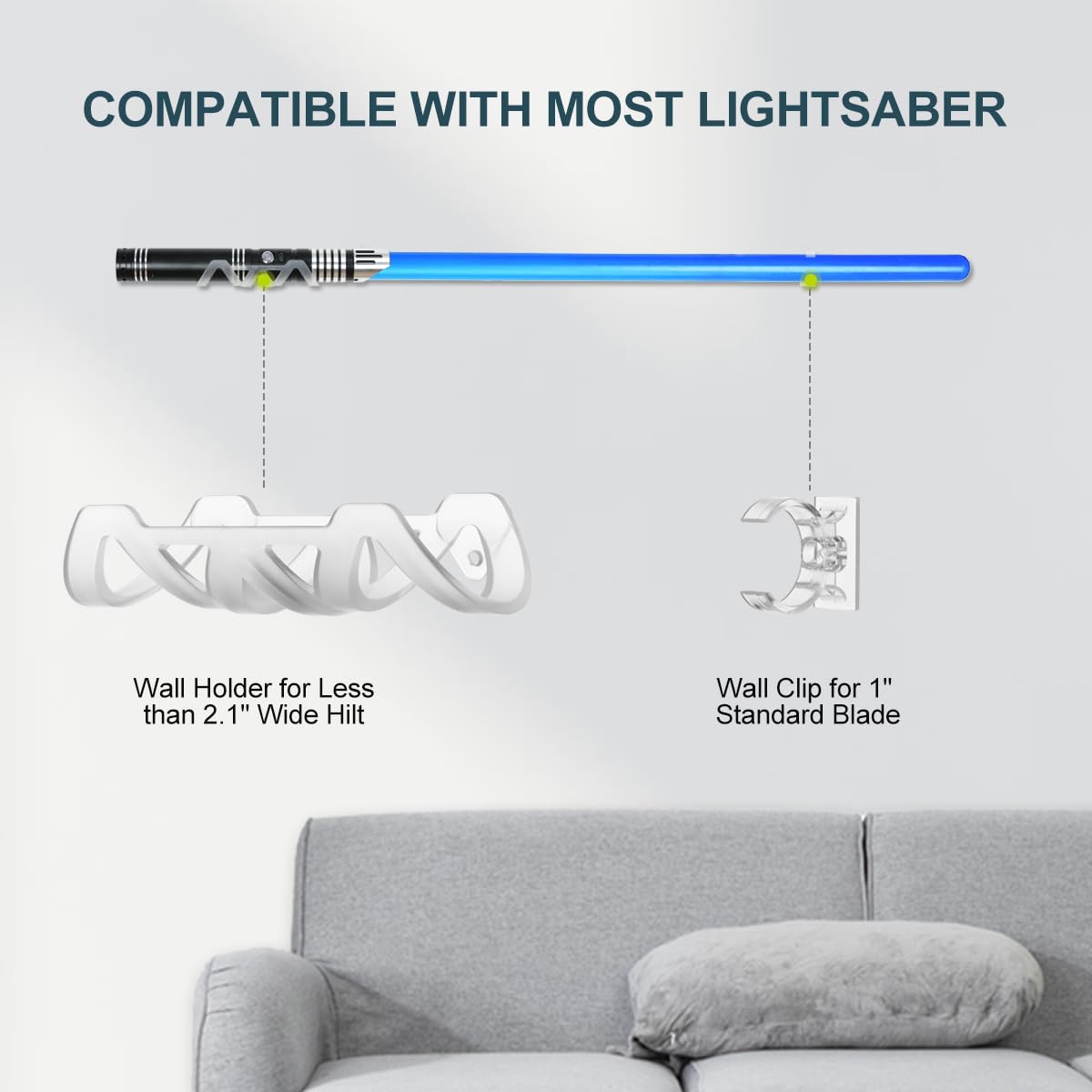 Snapklik.com : Lenink Lightsaber Wall Mount, 2 Pack Clear Horizontal ...