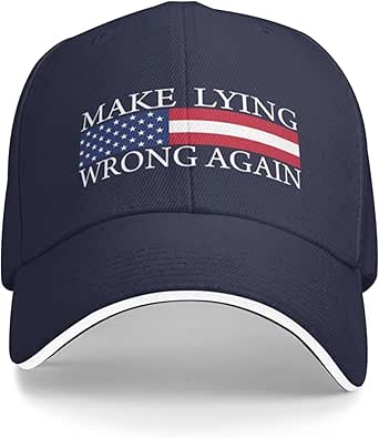 Make Lying Wrong Again Hat Men Dad Hats Cool Cap Navy at Amazon Men’s Clothing store
