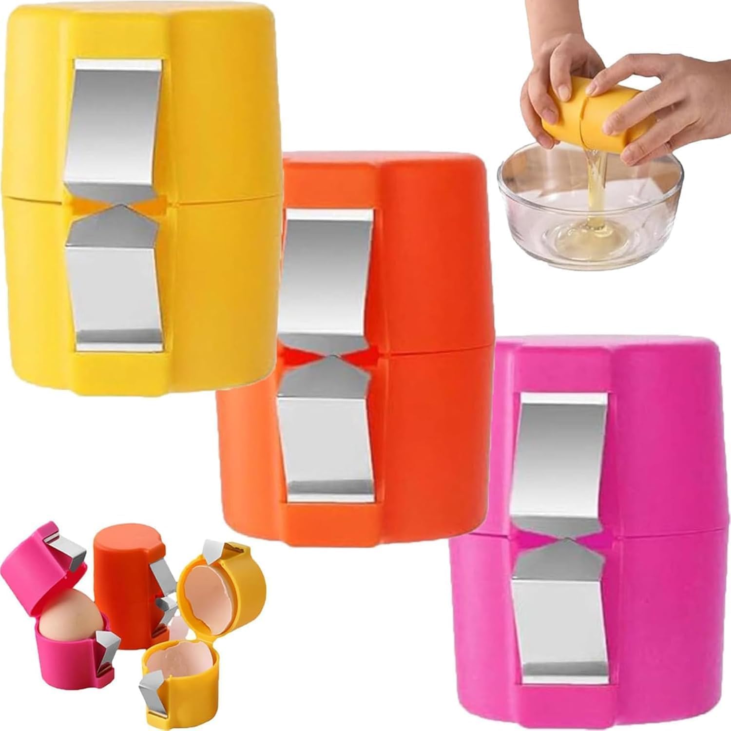 Amazon.com: 3PCS Egg Shell Opener Egg Separator for Raw Eggs-2024 ...
