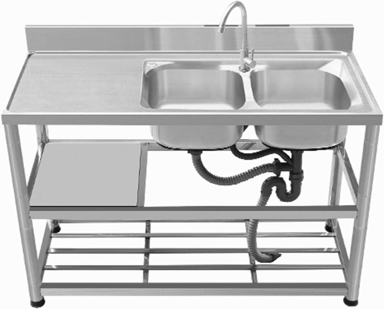 Amazon.com: Double Bowl Sinks,Kitchen Utility Sinks with Faucets, Free ...