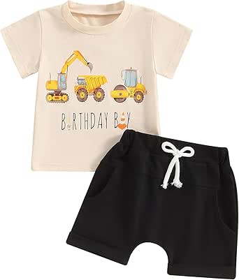 Amazon.com: Pudcoco Toddler Baby Boys Birthday Boy Outfit Construction ...
