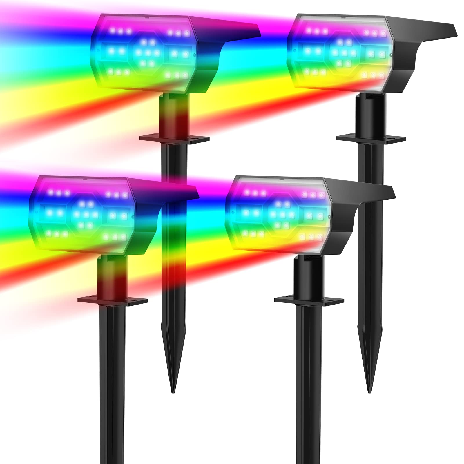 NYMPHY Solar Lights Outdoor Waterproof IP68, 23 LED 7 Lighting Modes ...