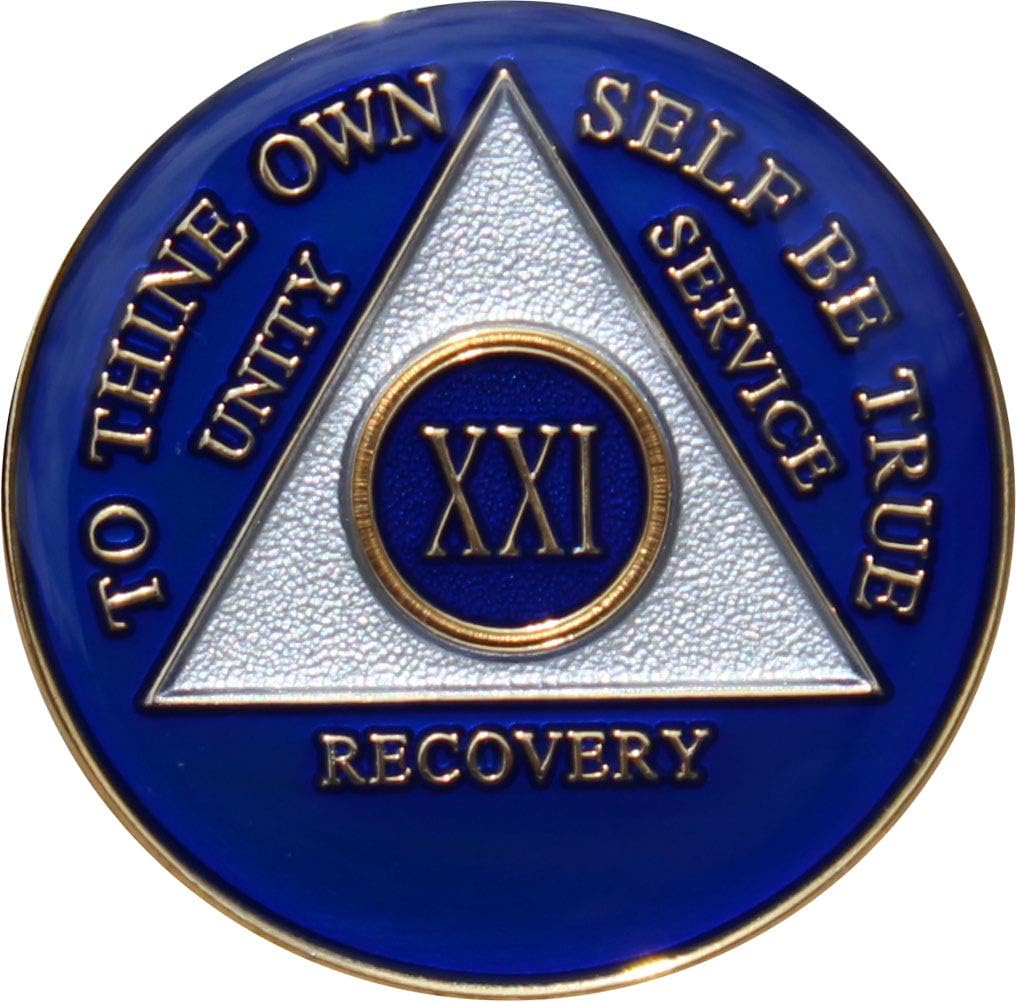 Amazon.com: Recovery Mint 21 Year Blue Tri-Plate Alcoholics Anonymous ...