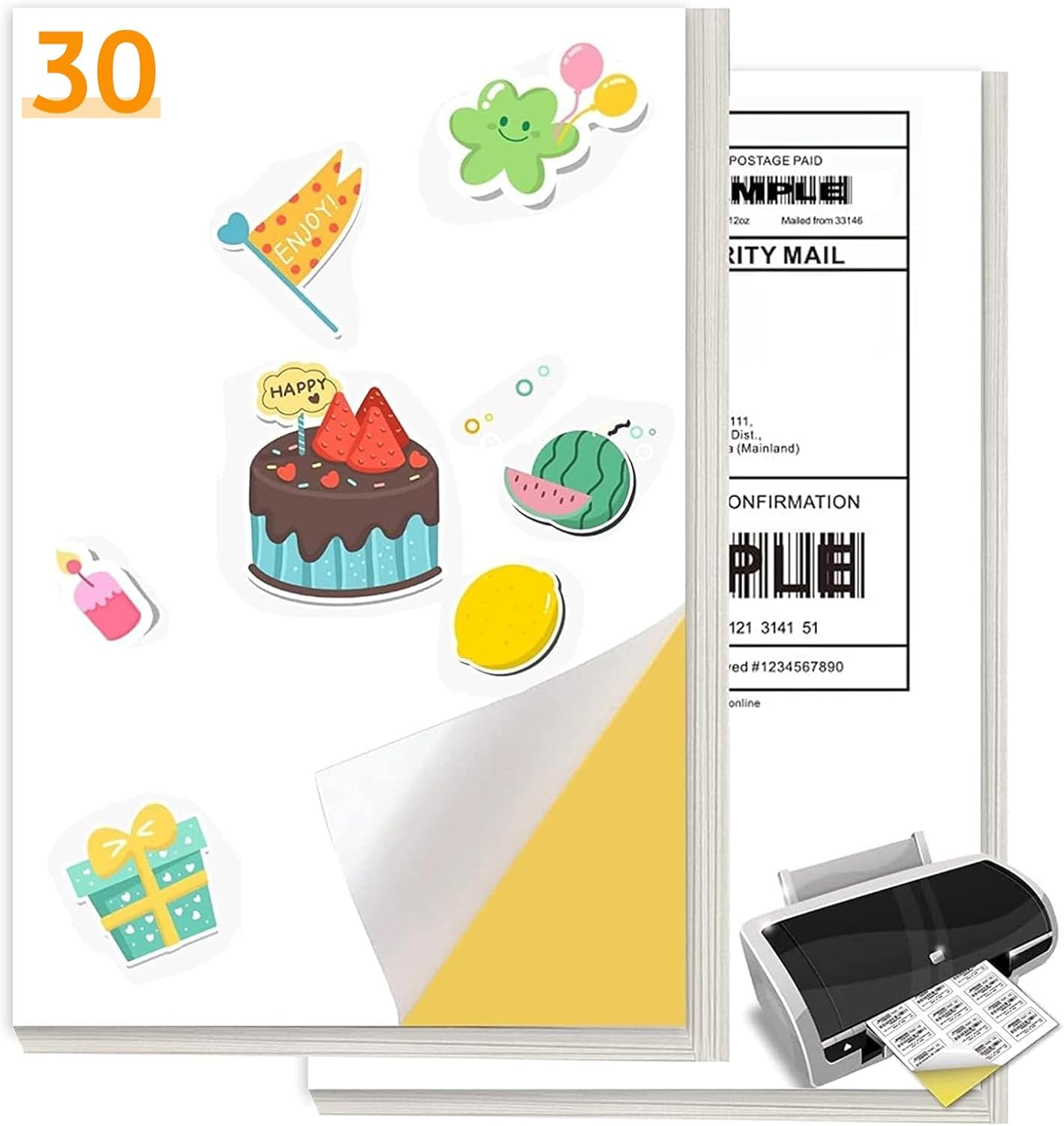 30 Blatt Etiketten Selbstklebend Bedruckbar Sticker Aufkleber A4 ...