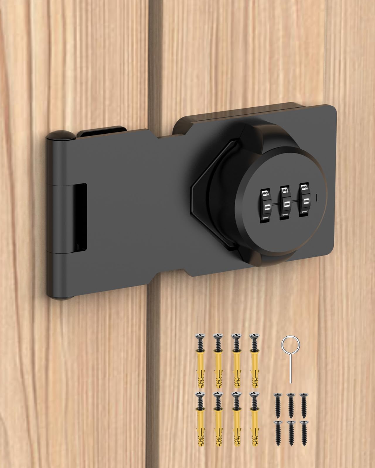 YogePote 3.5Inch Mechanical Password Rotary Hasp Latch Locks, 3-Digit ...