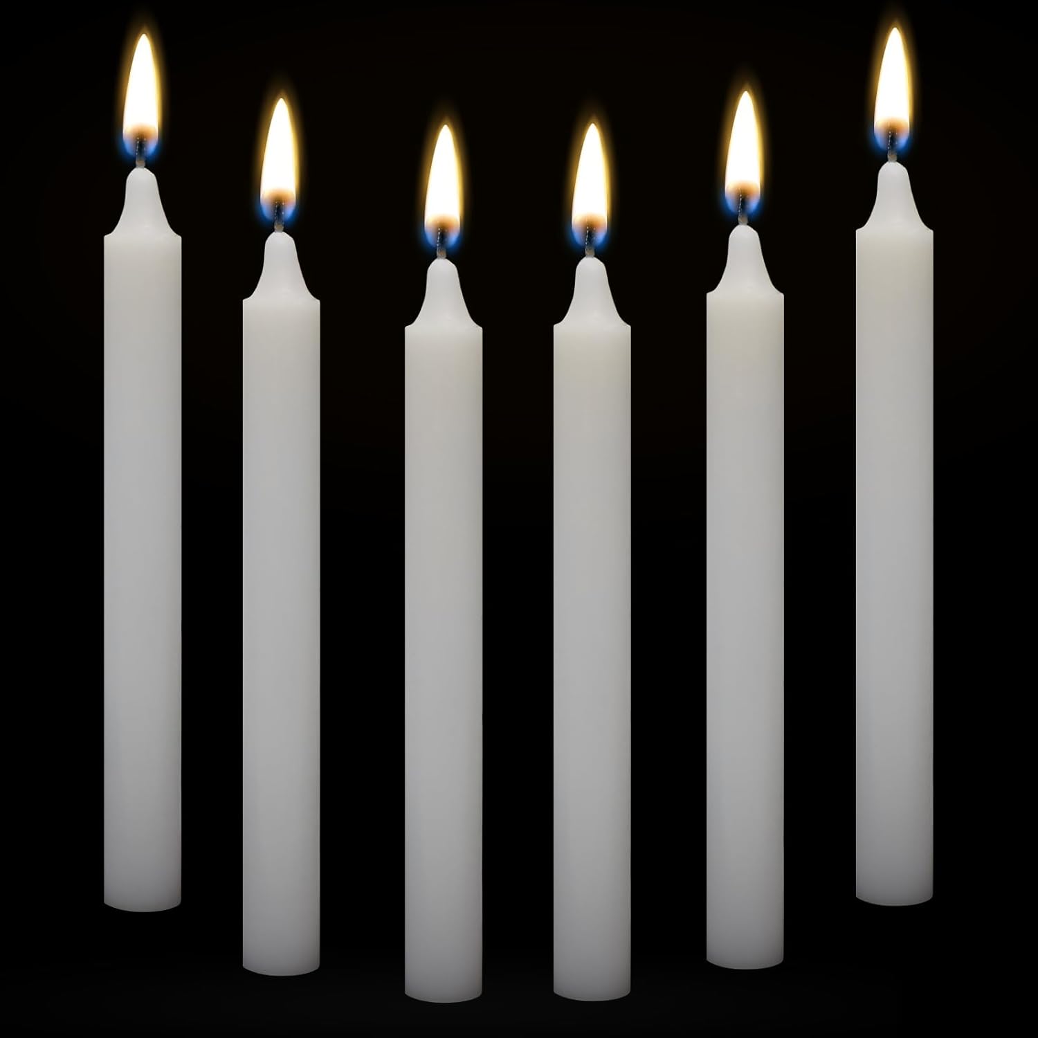 White Dinner Candles 6 Pack – 8 Inch Long Candles with 6 Hours’ Burn ...