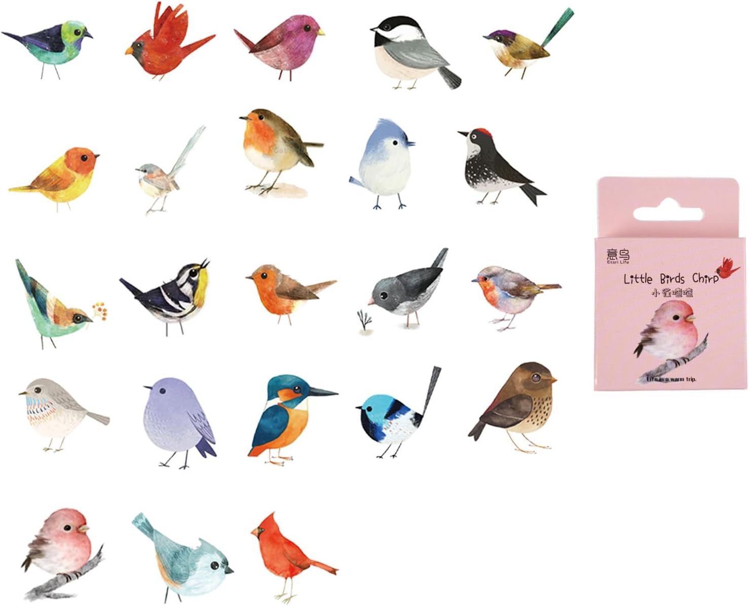 Amazon.com: 50PCS Bird Stickers Colored Cute Birds Decals for Water ...