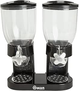 Swan SWKA1070N Double Cereal Dispenser, Tap mechanism, Black, 3.5 Litre ...