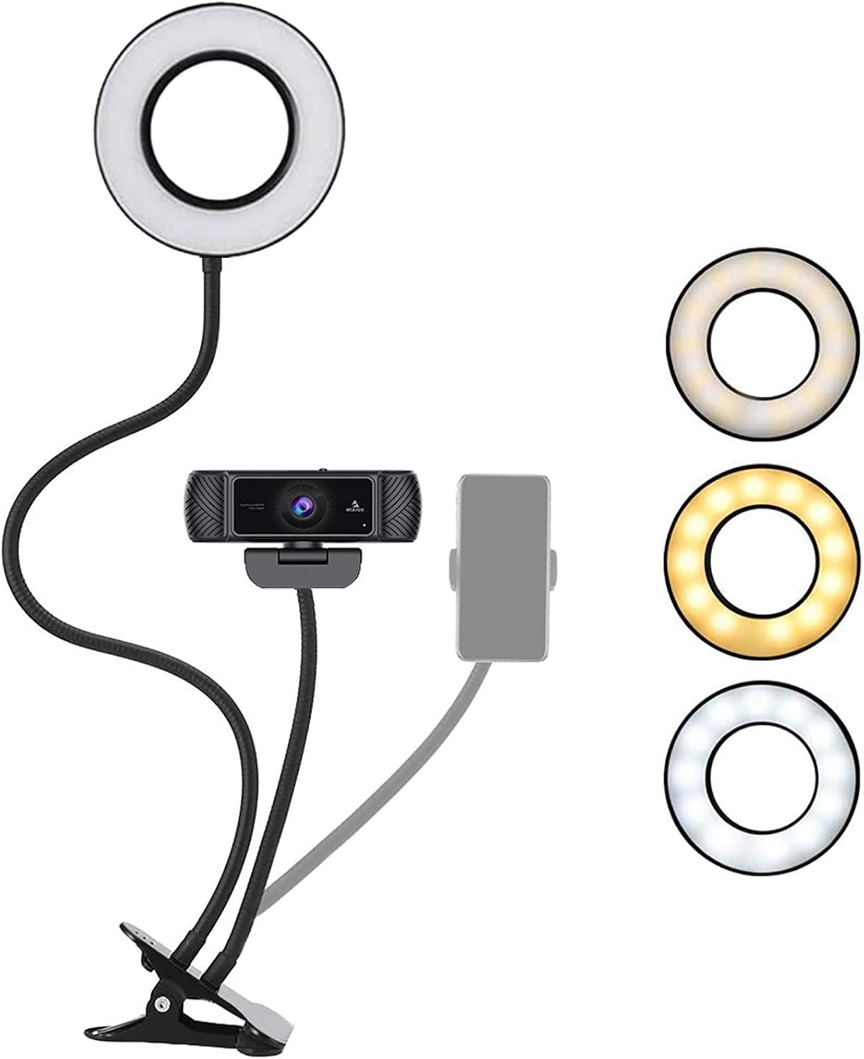 Amazon.com: 1080P 60FPS Webcam Lighting Kit with Microphone, 3.5 Inch ...