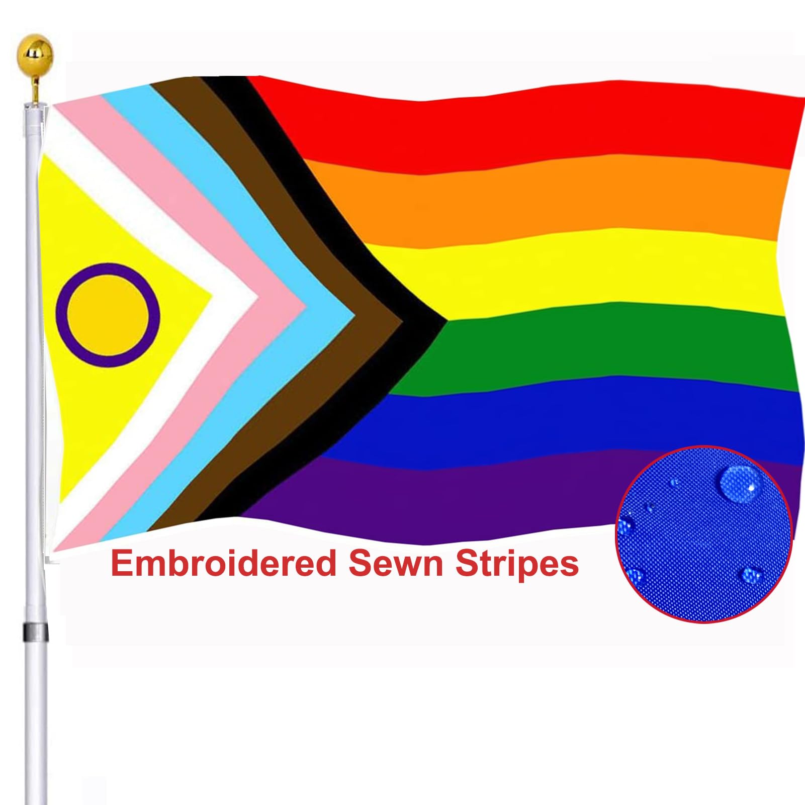 Amazon.com : Embroidered Intersex Progress Pride LGBTQ Flag 3x5 Outdoor ...