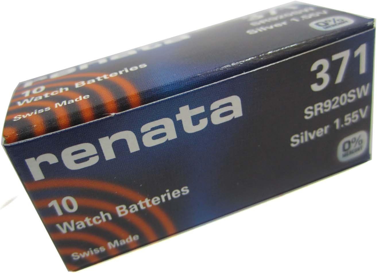 Amazon.com: 10pcs of Renata 371 SR920SW Swiss Watch Battery 1.55 ...