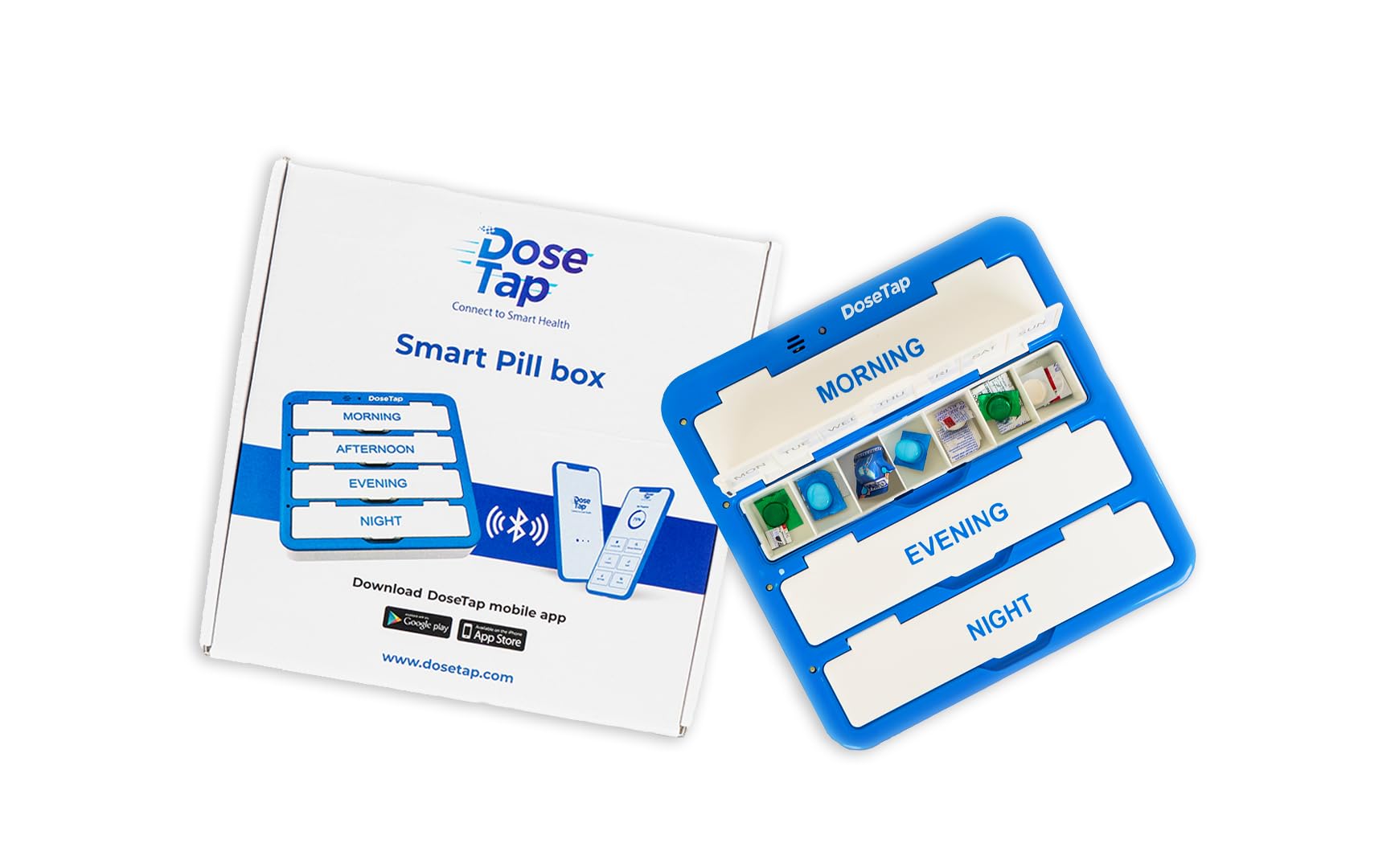 DoseTap Smart Pill Box – Bluetooth enabled, 28-Day 4-Week Monthly ...