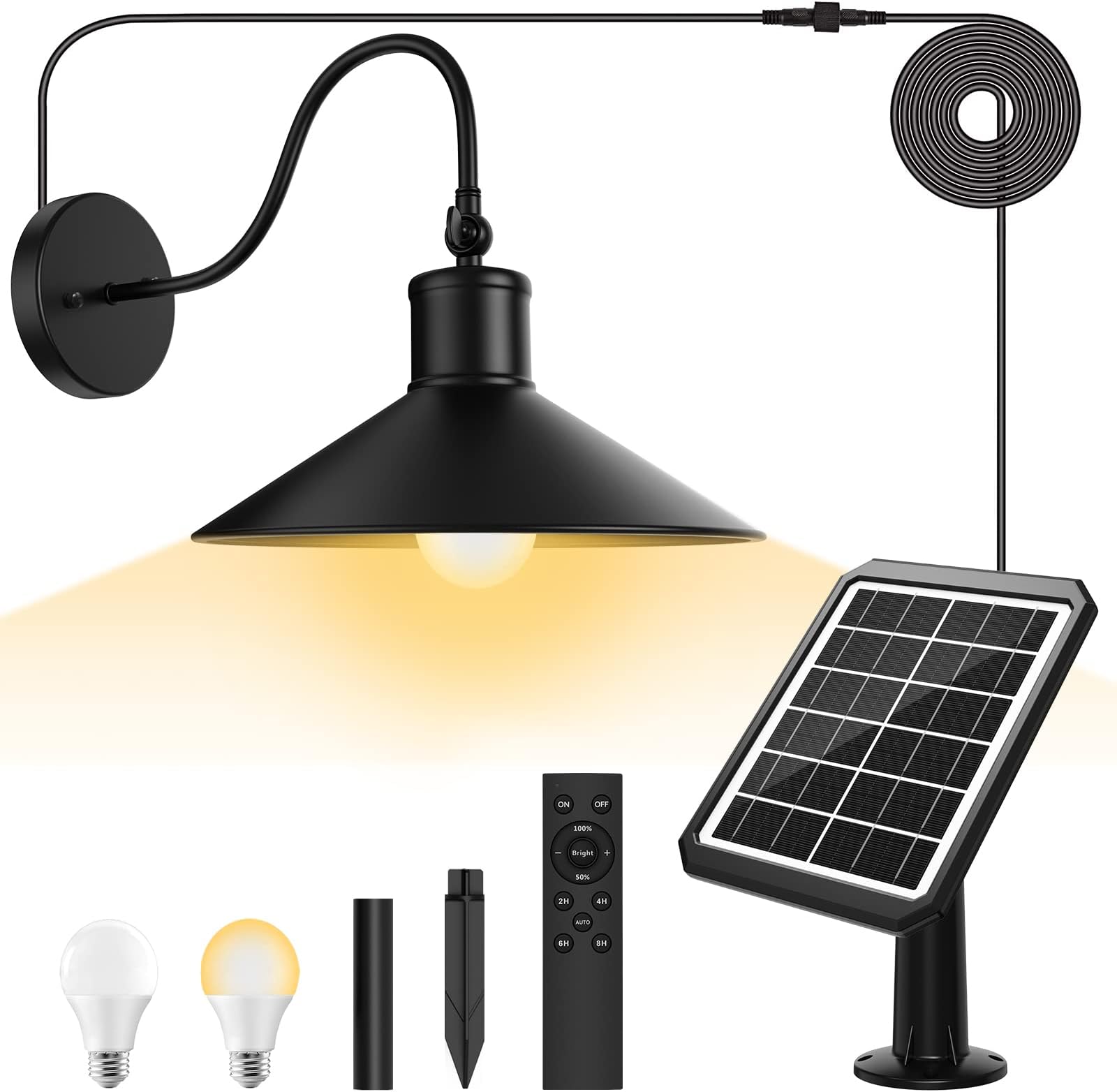 Solar Barn Light, Waterproof Solar Gooseneck Farmhouse Lighting with ...