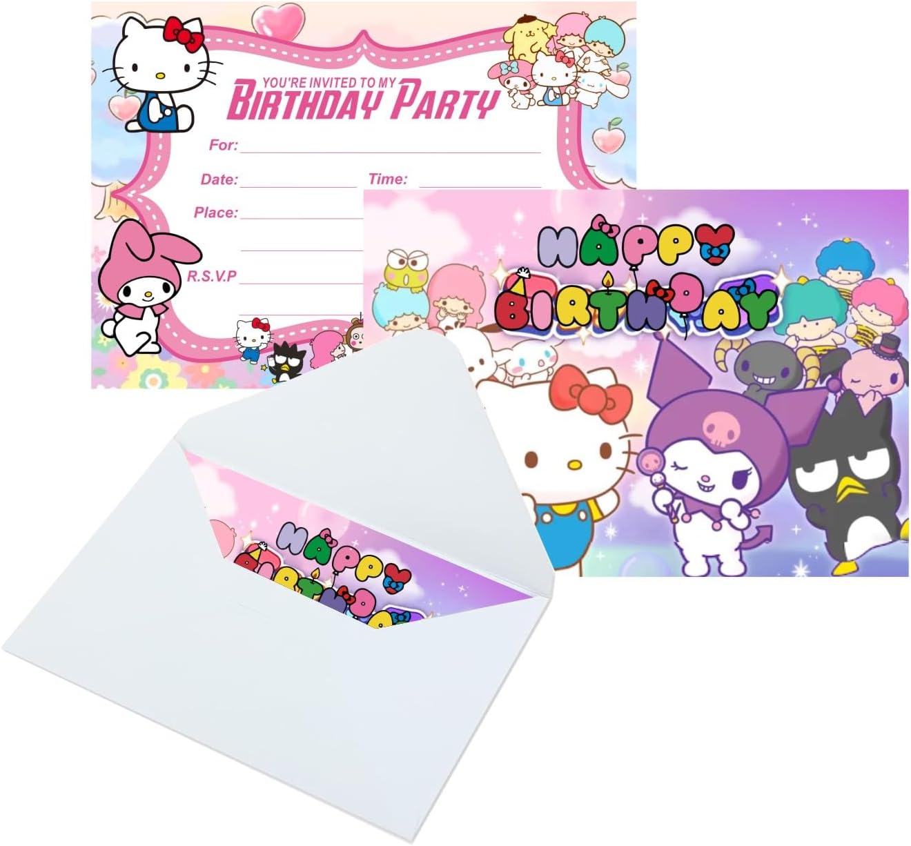Amazon.com : NINIMBLE 20pcs kuromi Birthday Party Invitations,kuromi ...