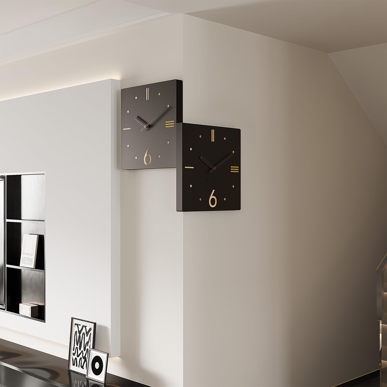 Corner Wall Clocks Decorative Double Sided Clock-Square Creative ...