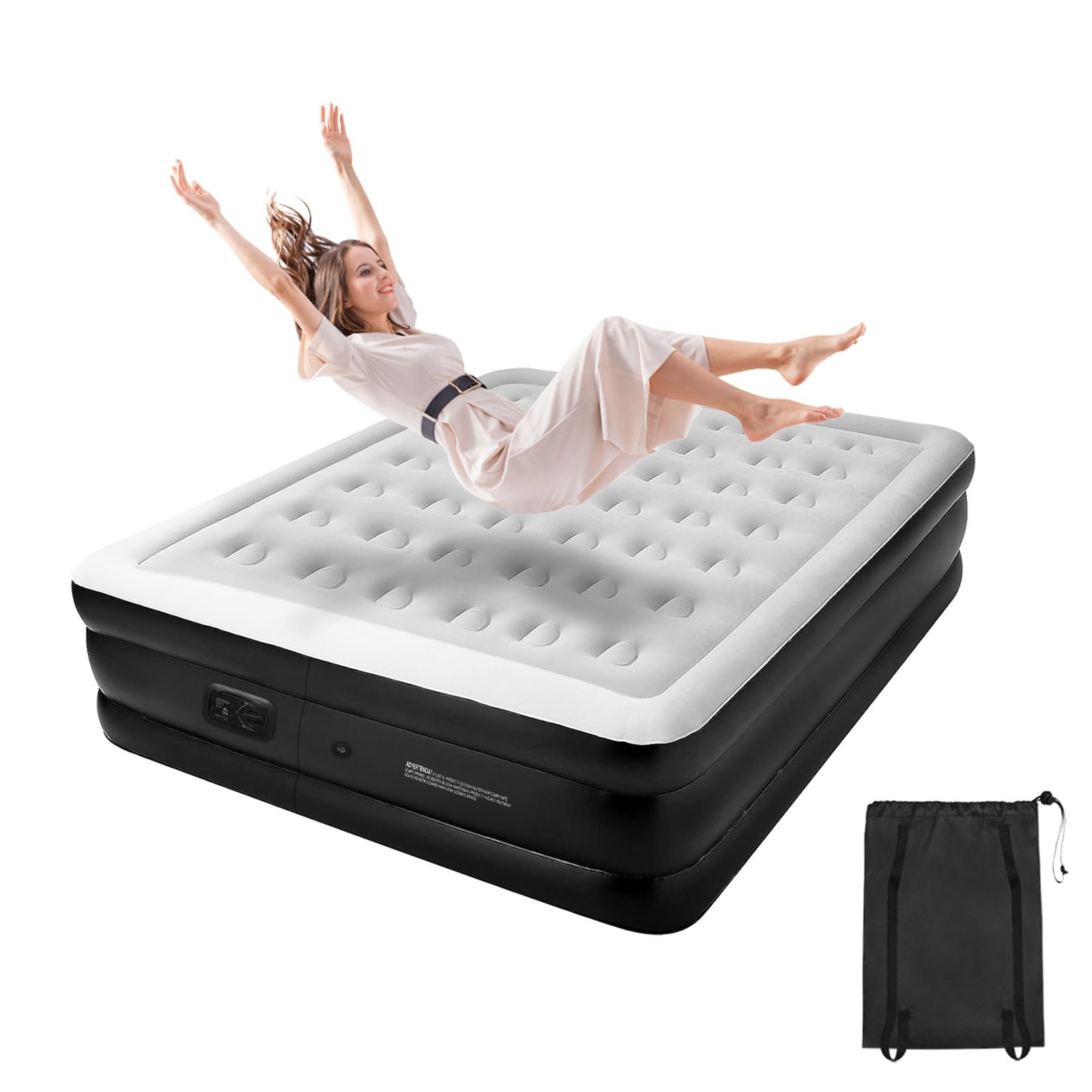 LINGLUCKY Colchón de Aire Inflable Queen, colchon inflables matrimonial ...