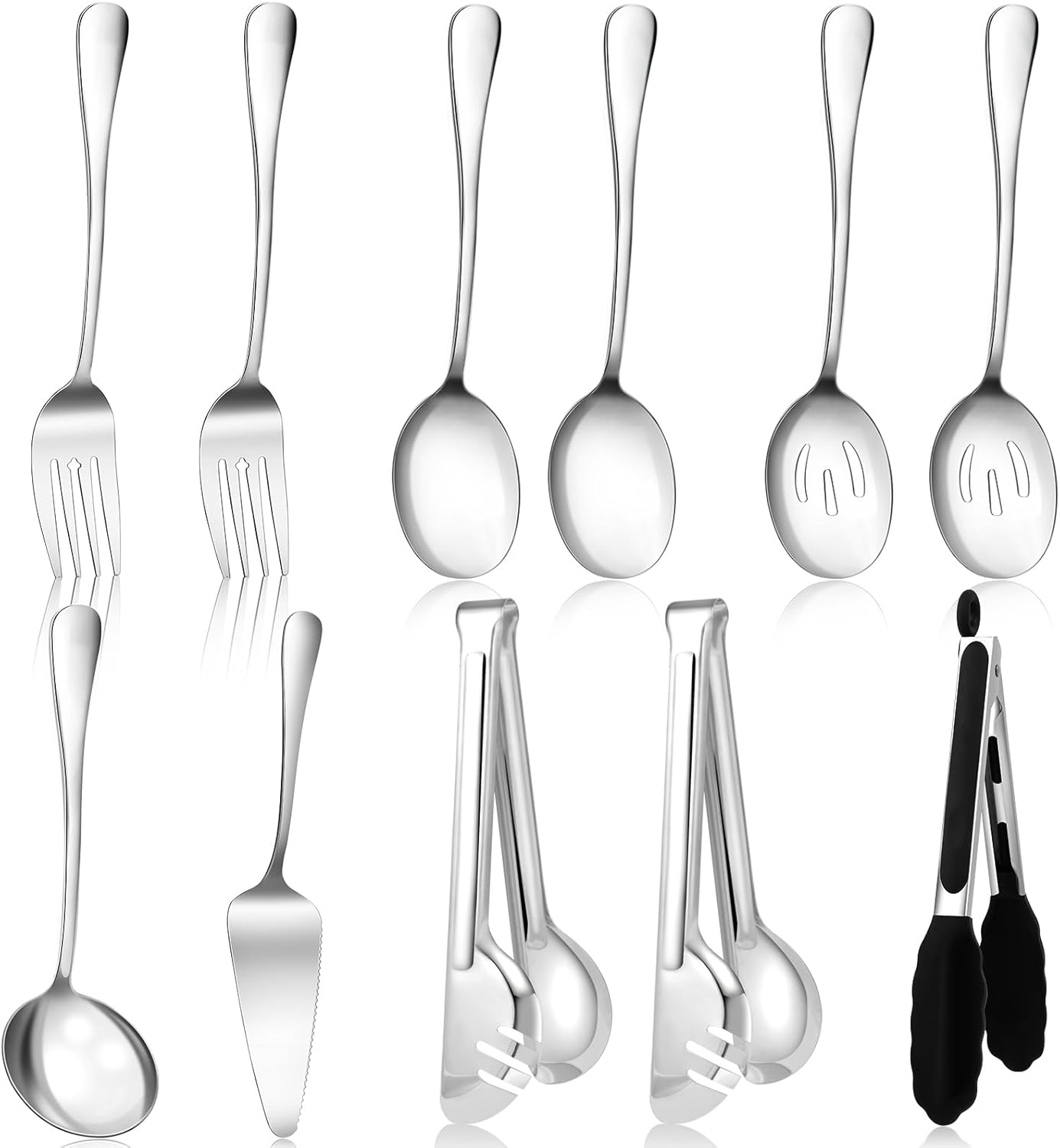 Amazon.com | 11-Piece Serving Utensils Stainless Steel Large Metal ...