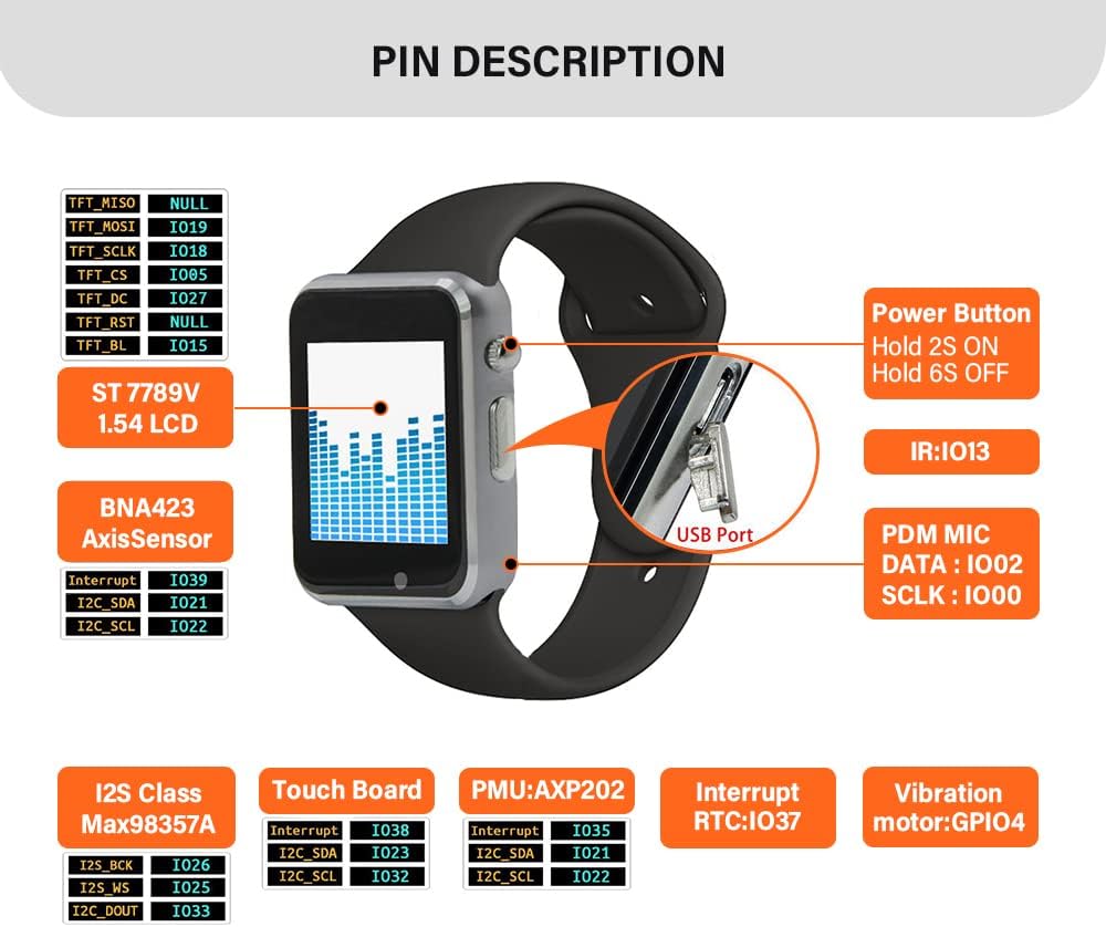 Buy T-Watch 2020 V3 ESP32-Based Programmable Watch, ESP-IDF or ...
