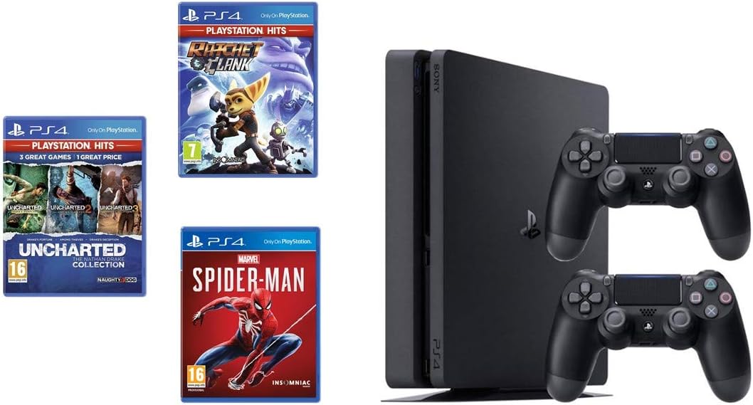 Sony PlayStation 4 Slim 500 GB Console with Two DualShock 4 Controllers ...
