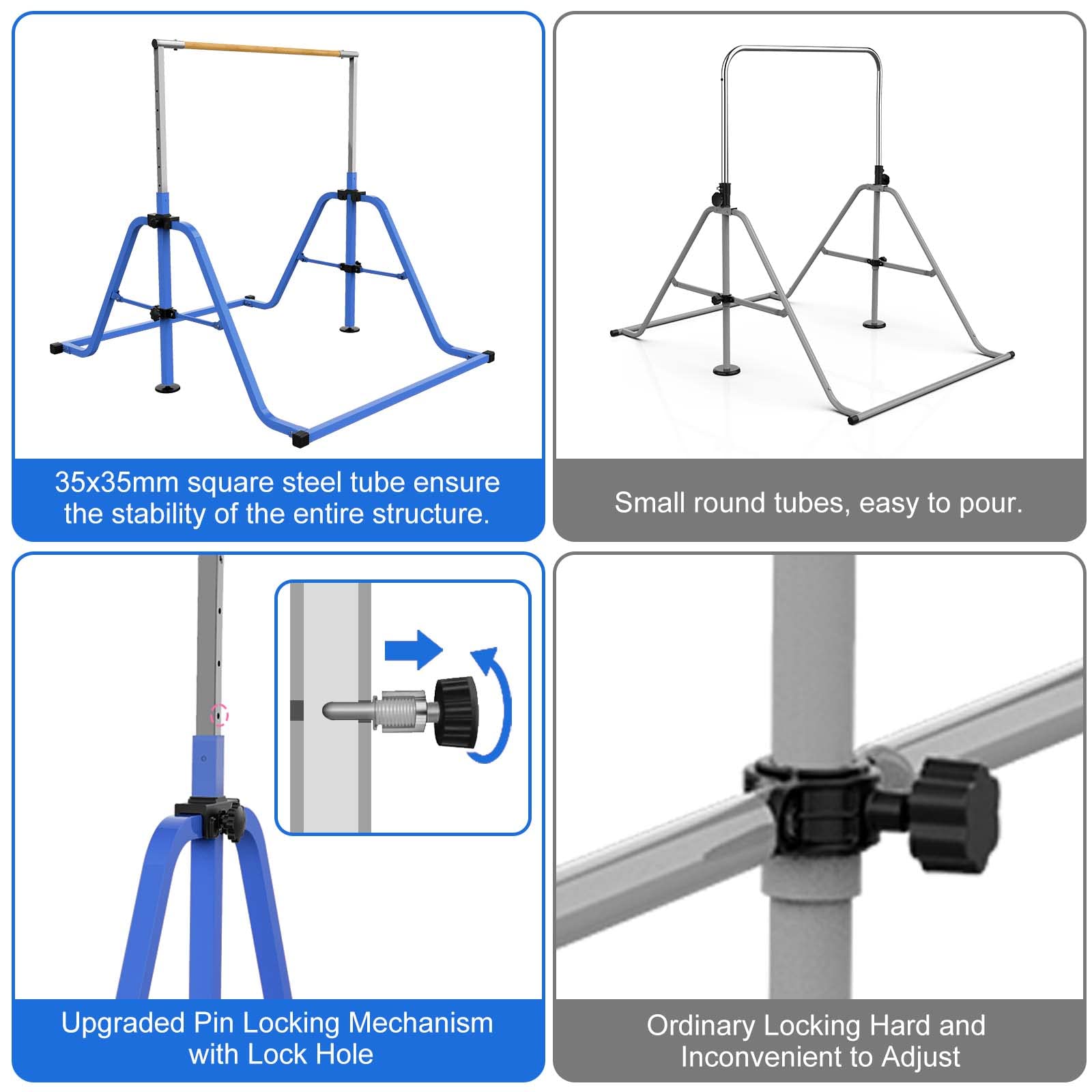 RAVS Gymnastics Bar for Kids with Swing Set, 8 Heights Adjustable Easy ...