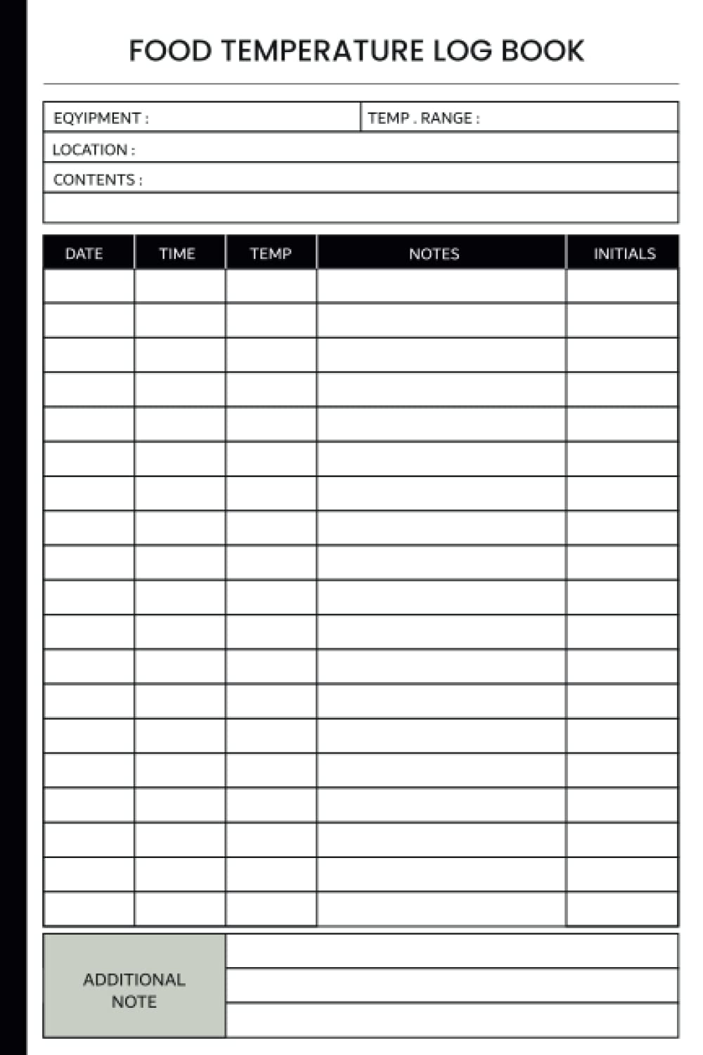 Buy Food Temperature Log Book: Hot-Holding Food Temperature Log for ...