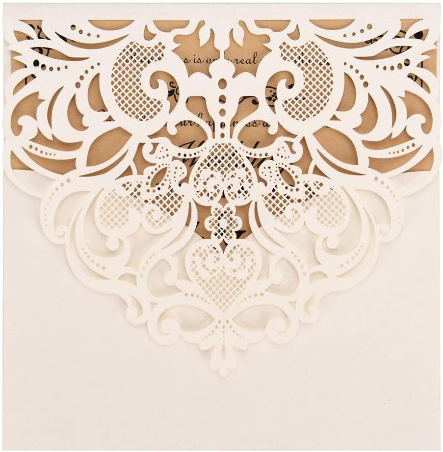 FOMTOR White Laser Cut Invitations 30 Pack, Laser Cut Wedding ...