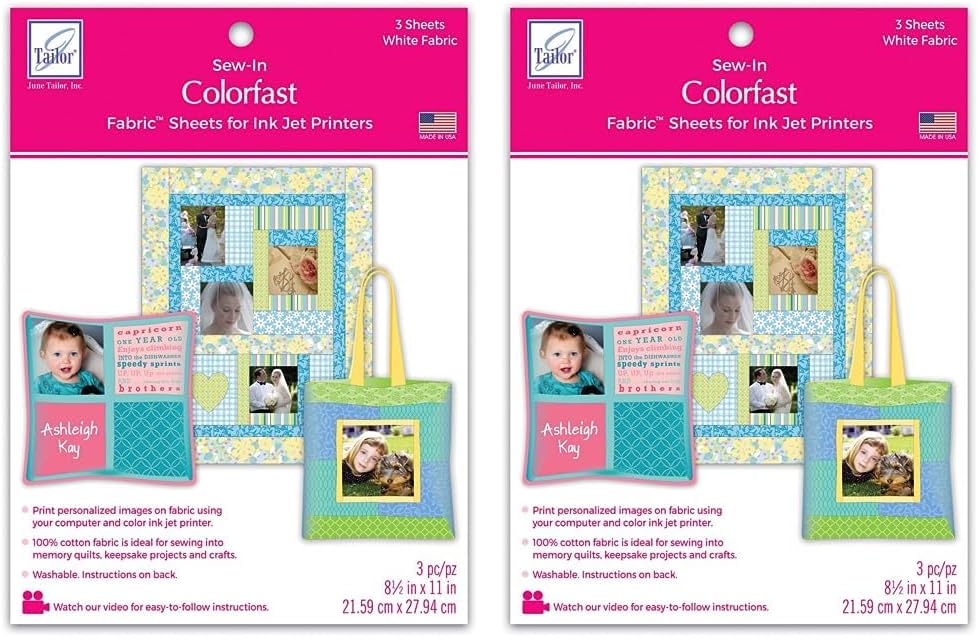 Amazon.com: June Tailor Sew-in Colorfast Fabric Sheets for Inkjet ...