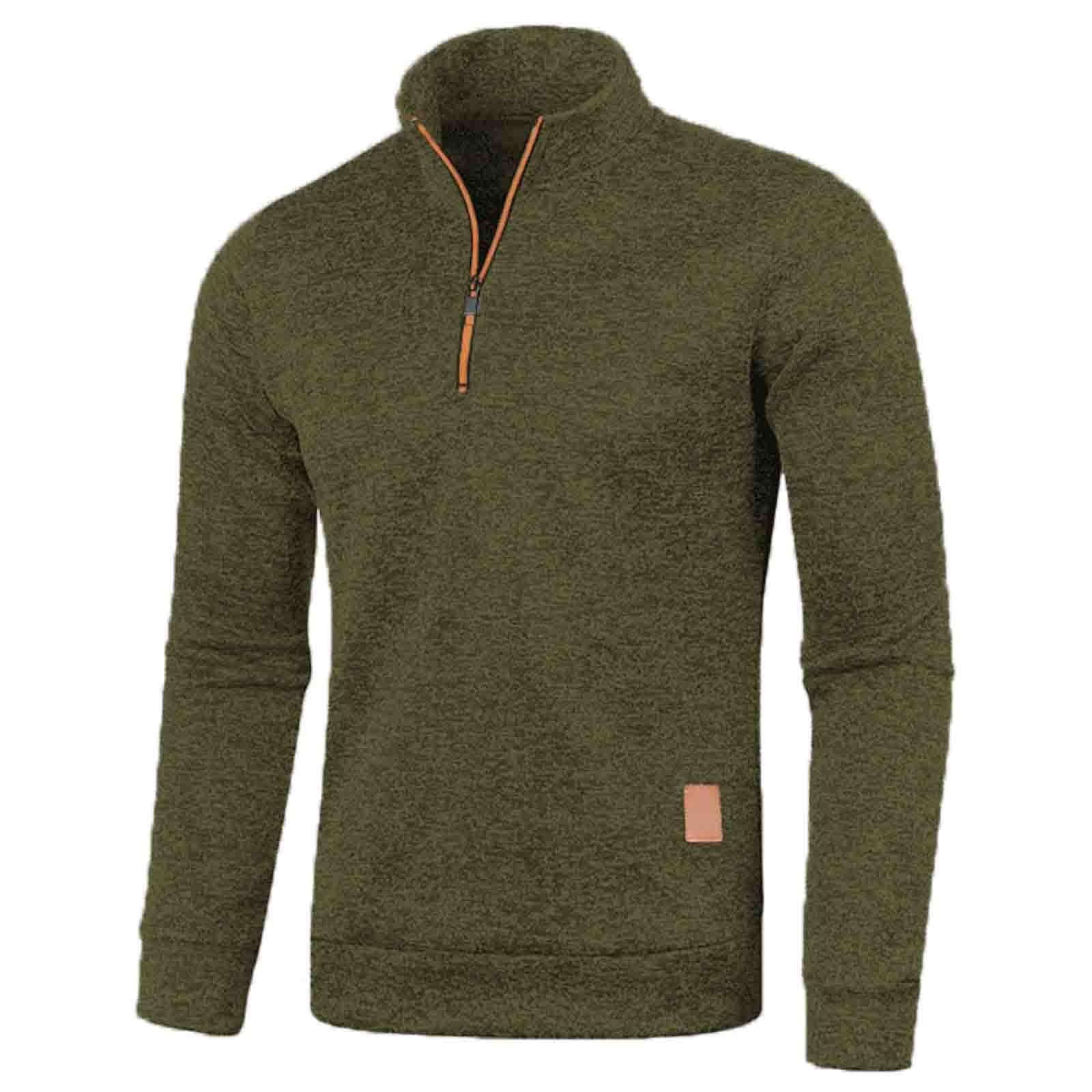 Pull Homme 1/4 Zippé- Sweat a Manches Longues Tricoté,Pulls Homme Col ...