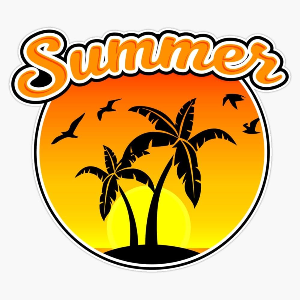 Amazon.com: Surf Beach Sunrise Let's Surf! Palm Tree Bumper Sticker ...