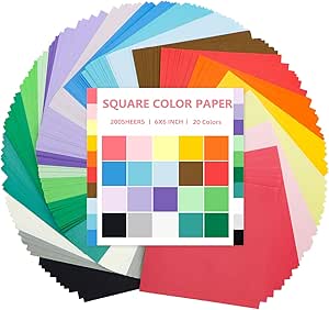 Amazon.com: Double Sided Square Colored Paper 6X6 Inch Cute Colorful ...