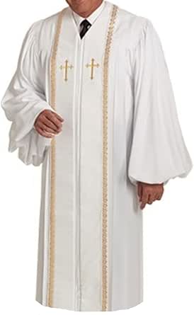 Men's Clergy Robe RT Wesley H94M - White Wonder Crepe XS-4XL at Amazon ...