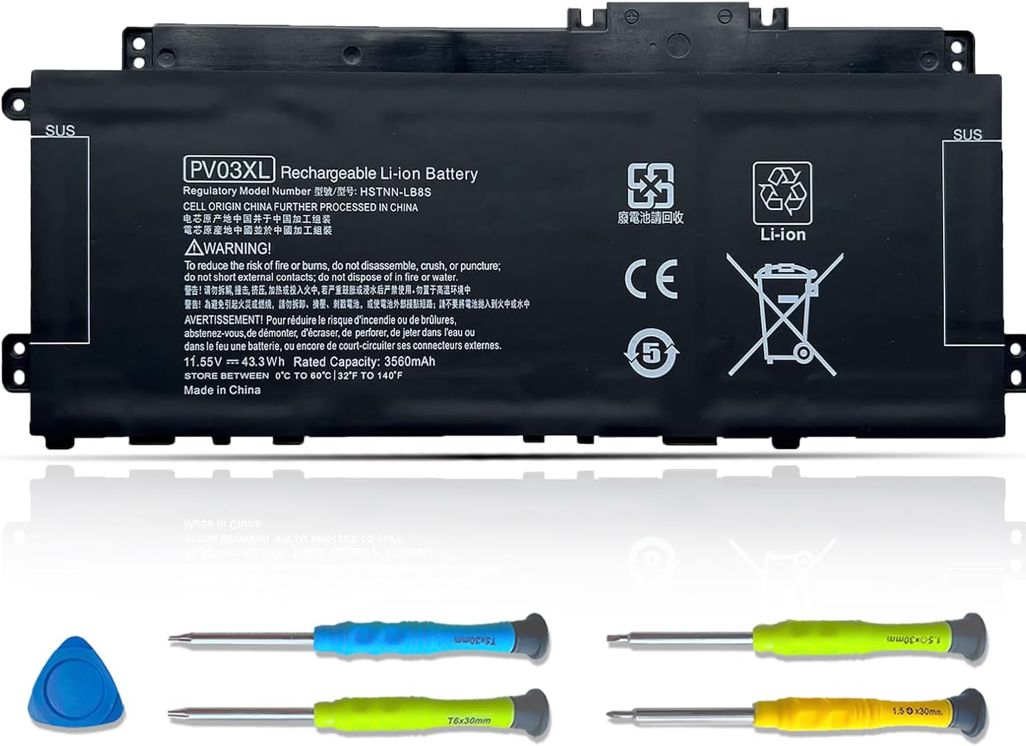 Amazon.com: ASODI PV03XL PP03XL L83393-005 43.3Wh Laptop Battery ...