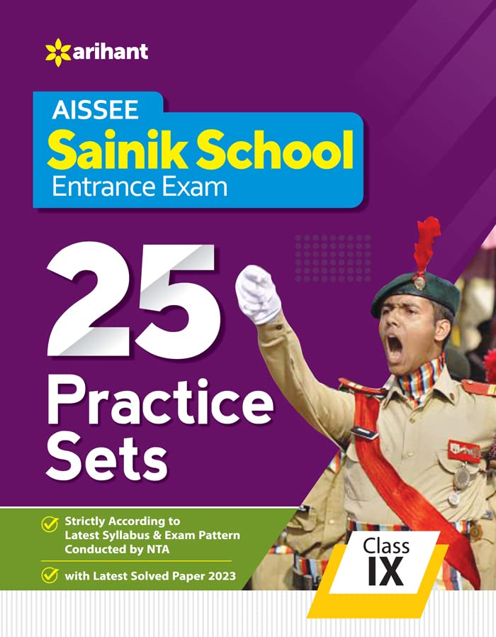 25 Practice Sets Sainik School Entrance Exam Class 9 2023 : Arihant ...