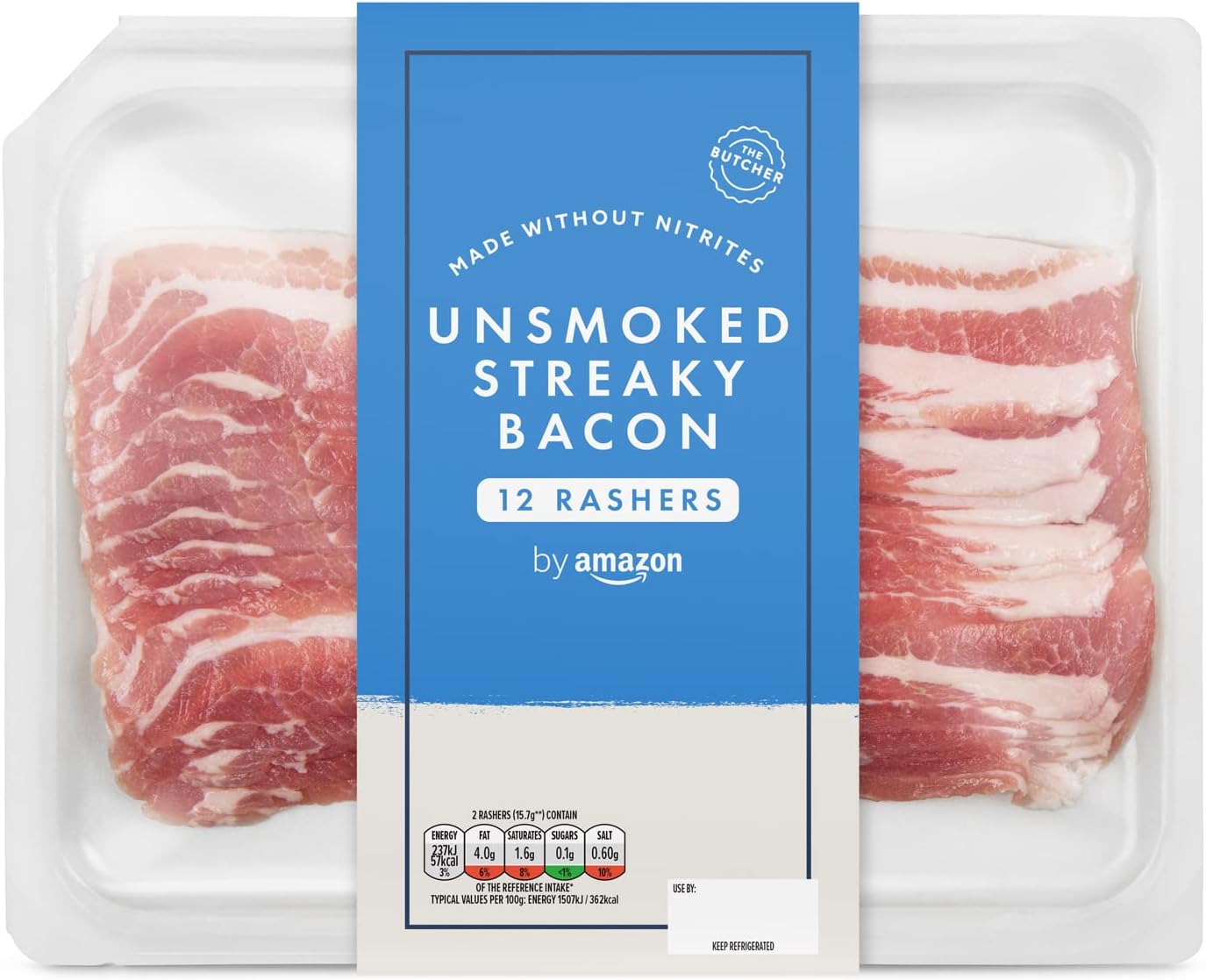 by Amazon 12 Unsmoked Streaky Bacon Rashers, 200g : Amazon.co.uk: Grocery
