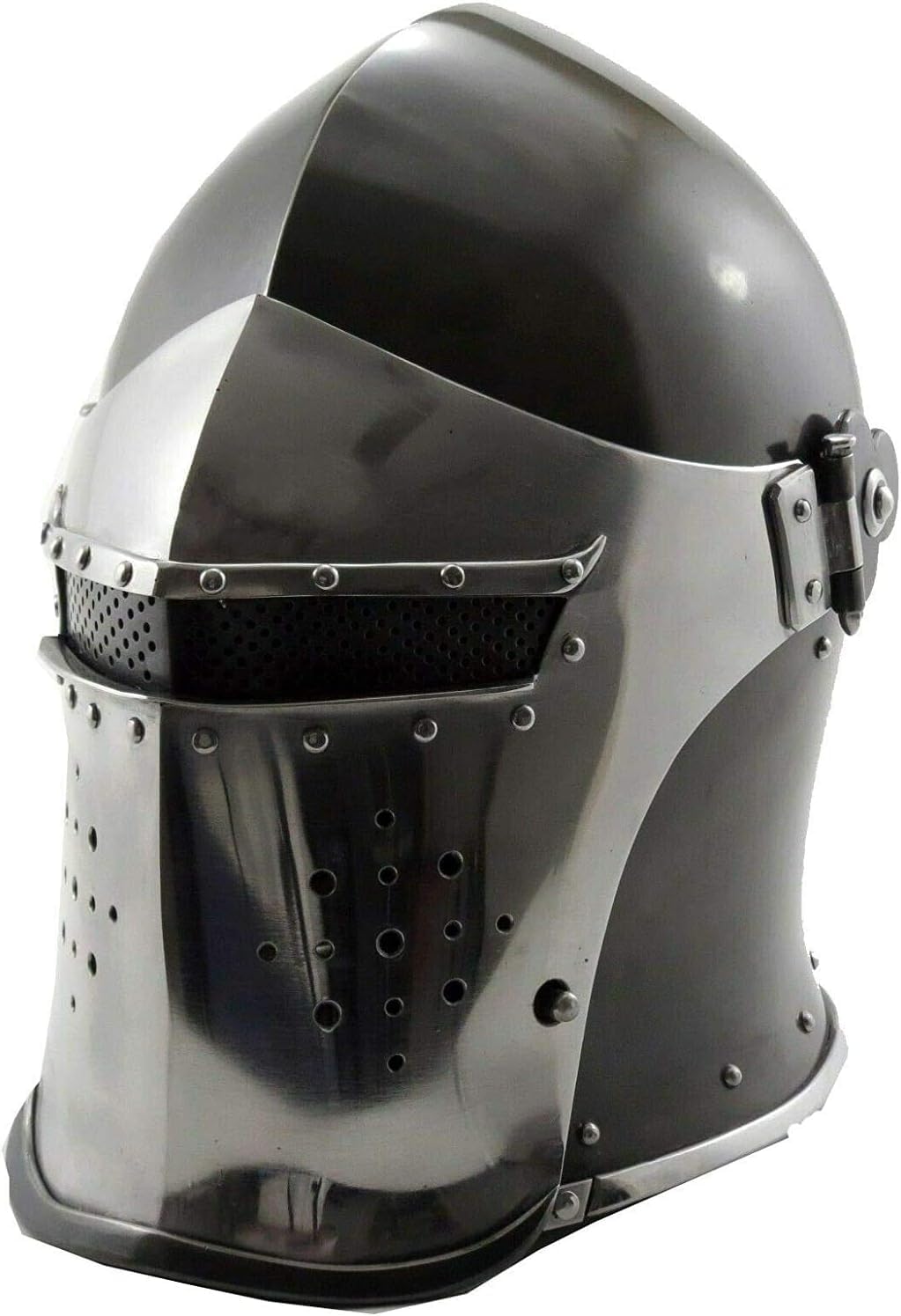 Amazon.com: Generic Viking Visored Barbuta Battle Knight Helmet Black ...