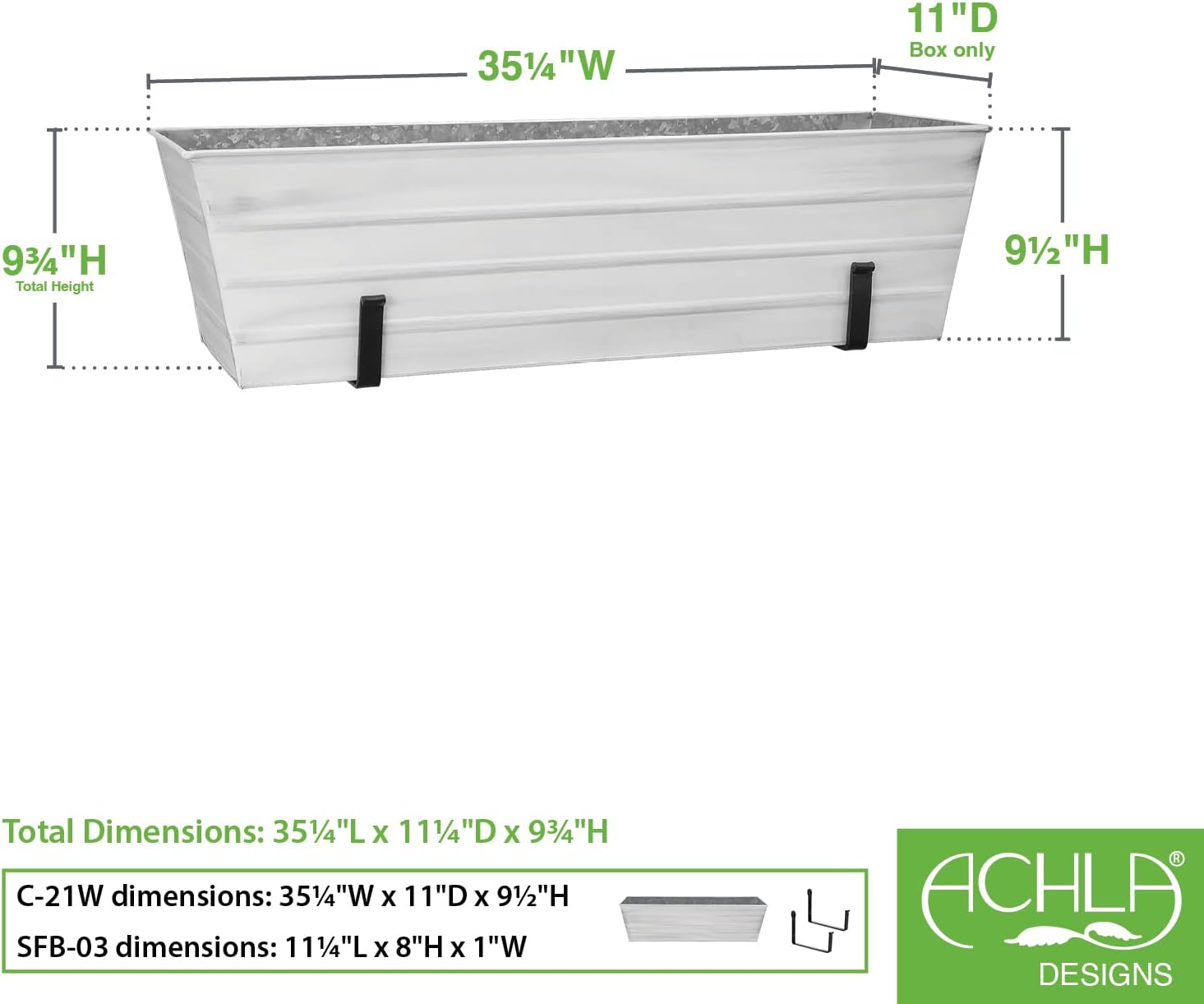 Buy ACHLA Designs Large White Flower Box with Wall Brackets Online at ...