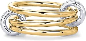 Amazon.com: PAVOI 14K Gold Plated Interlocked Stackable Rings for Women - Two Tone Statement ...