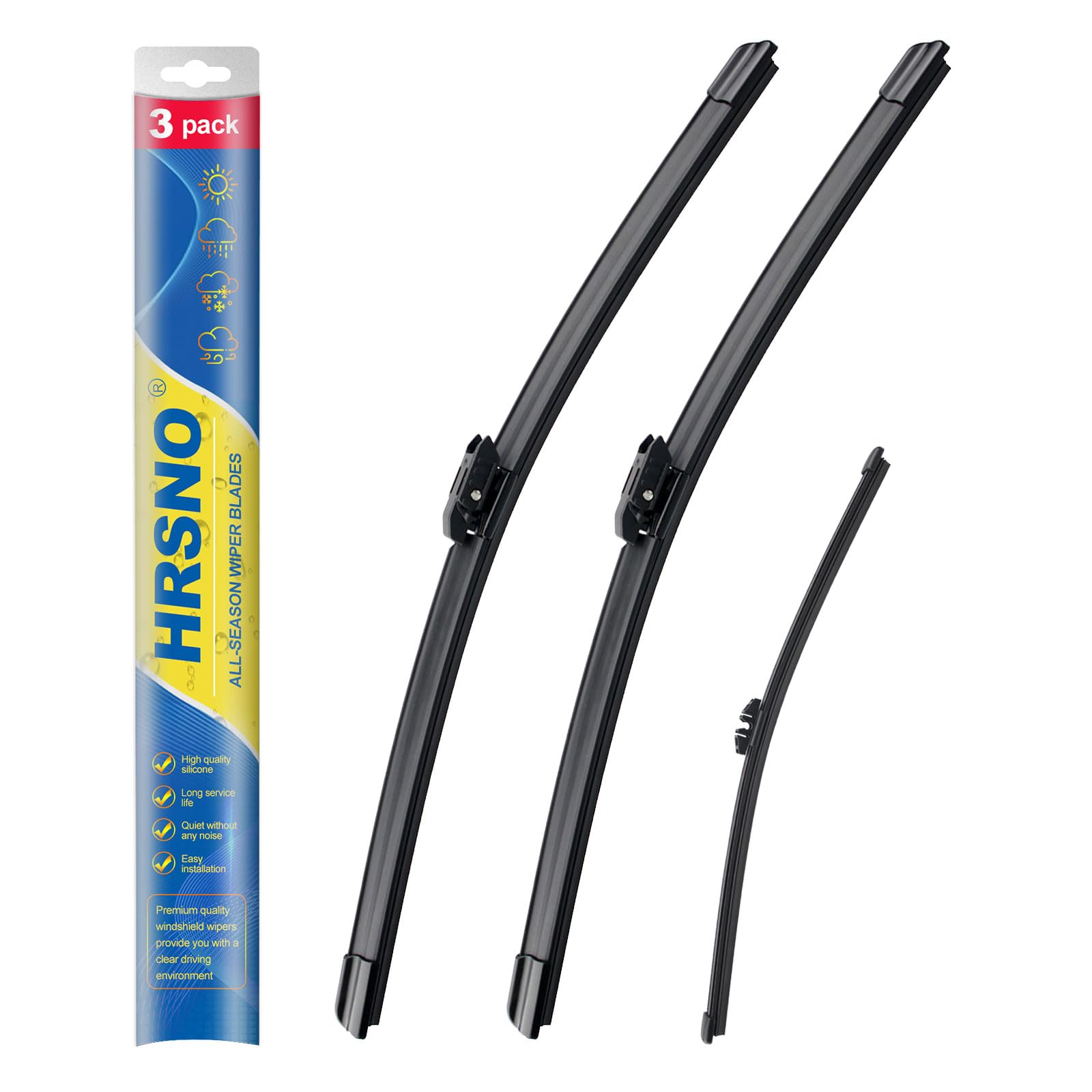Amazon.com: HRSNO 23"+21" Windshield Wipers With 10" Rear Wiper Blade ...